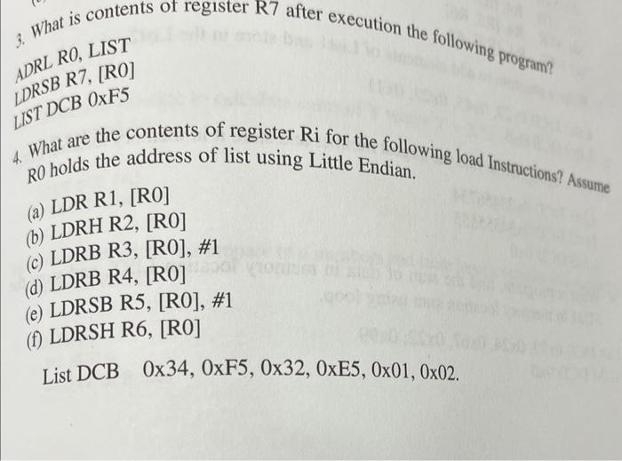 Solved 3. What is contents of register R7 after execution | Chegg.com