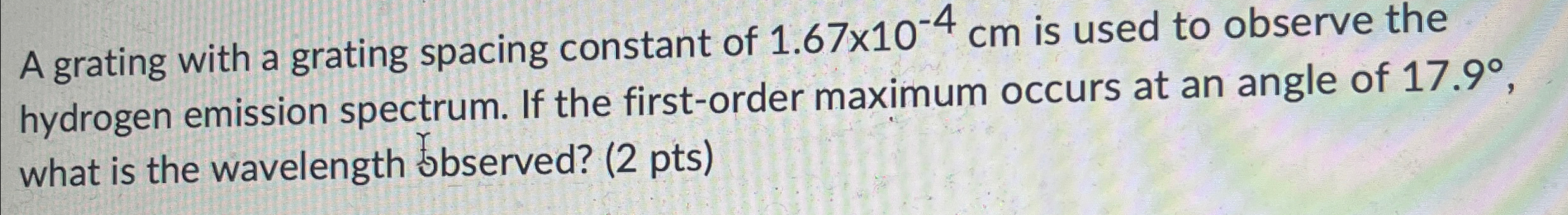 Solved A grating with a grating spacing constant of | Chegg.com