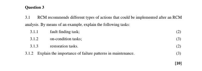 Solved 3.1 RCM recommends different types of actions that | Chegg.com