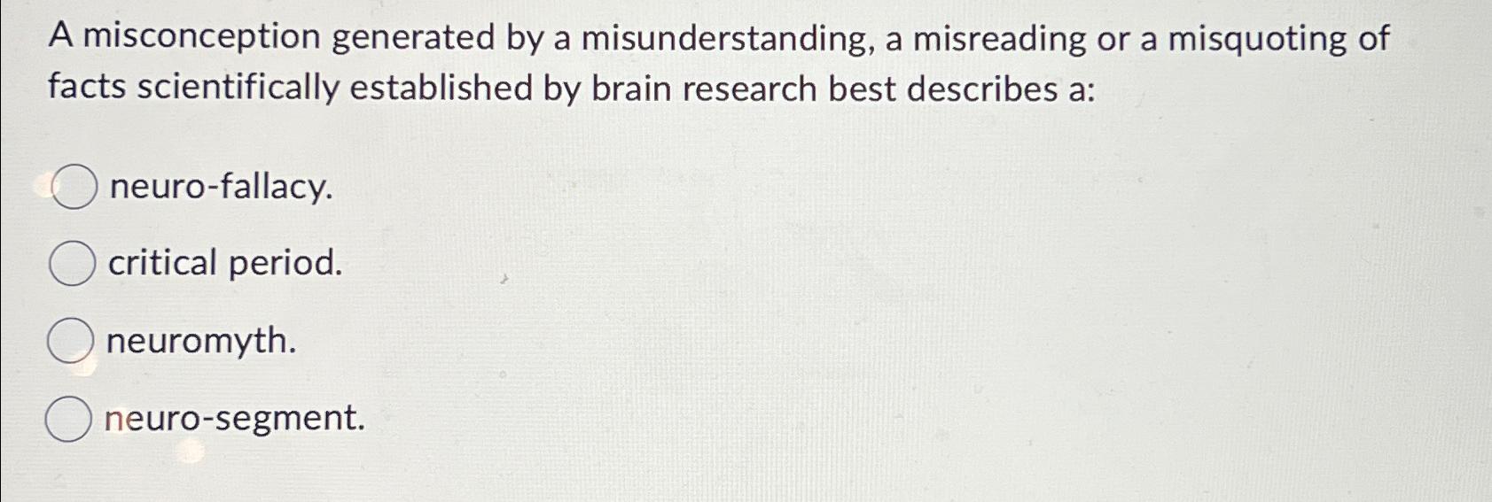 Solved A misconception generated by a misunderstanding, a | Chegg.com