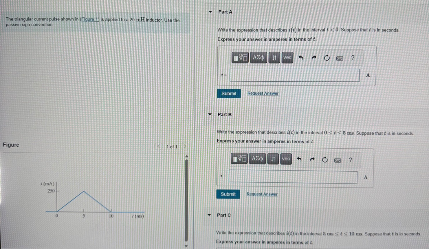 Solve all parts The triangular current pulse shown in | Chegg.com