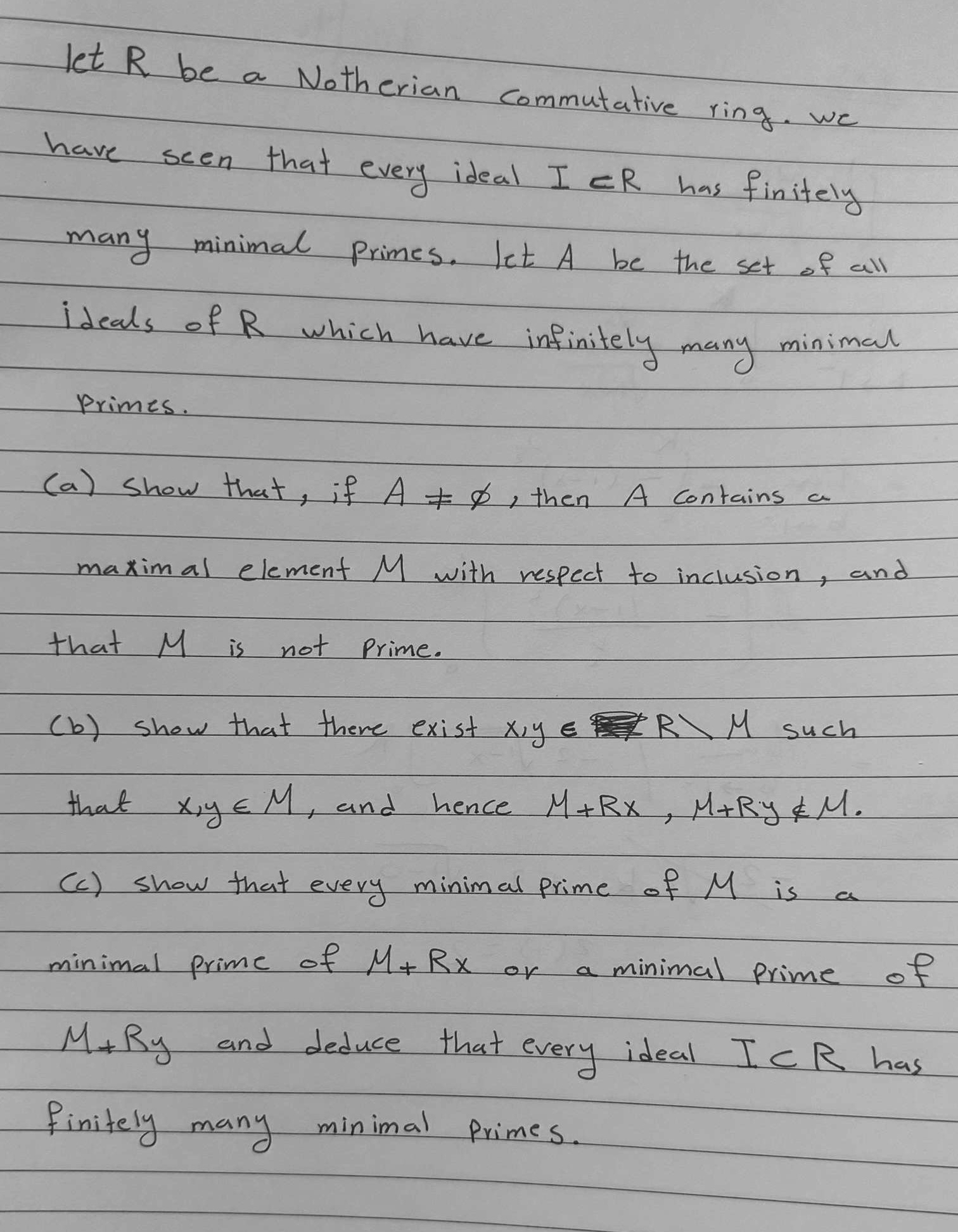 Solved Solve in details, let R ﻿be a Notherian commutative | Chegg.com