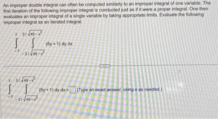 Solved An improper double integral can often be computed | Chegg.com