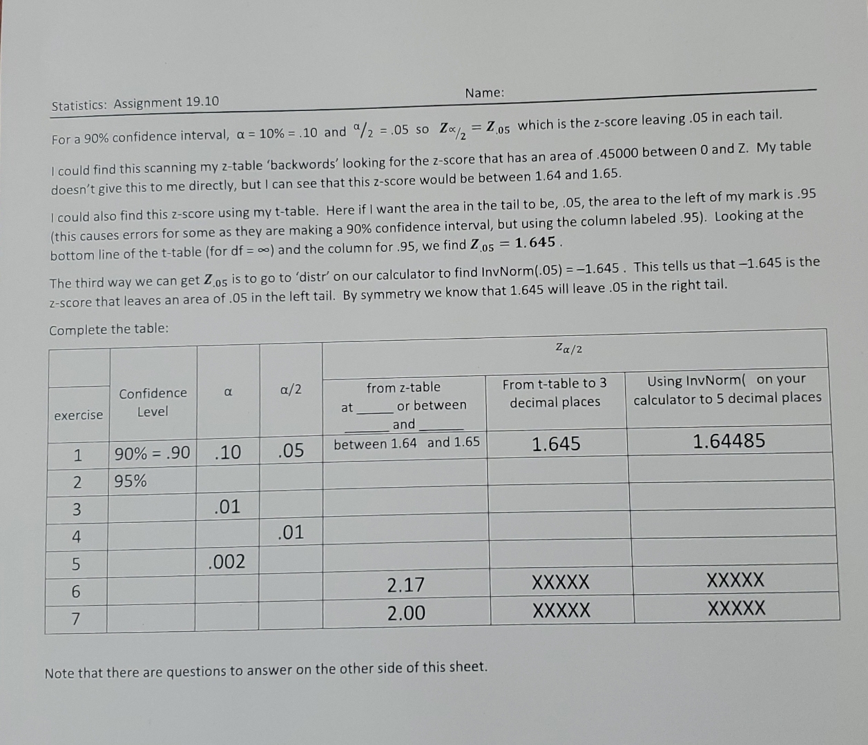 Solved Statistics Assignment 19 10name For A 90
