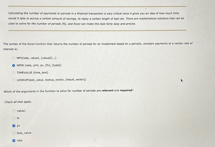 Solved Calculating the number of payments or periods in a | Chegg.com