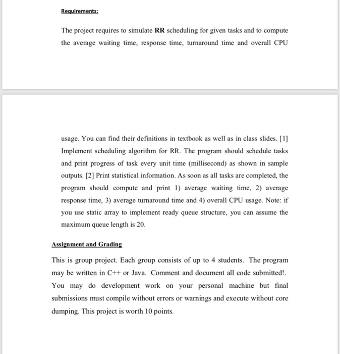 Solved Rr Scheduling Algorithm Obiectives This Programming