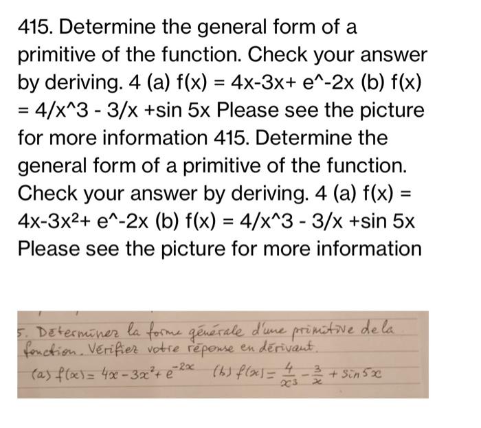 Solved 415. Determine the general form of a primitive of the | Chegg.com