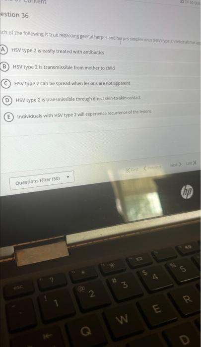 Solved HSV type 2 is easily treated with antibiotics HSV | Chegg.com