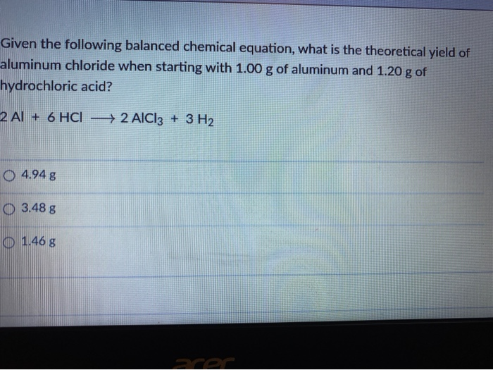 Solved Given the following balanced chemical equation, what | Chegg.com