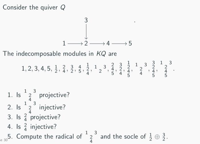 Solved Consider the quiver Q The indecomposable modules in | Chegg.com