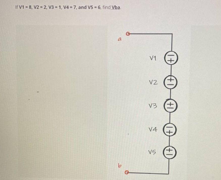 Solved If V1=8, V2=2, V3=1, V4=7, and V5=6, find Vba.If | Chegg.com