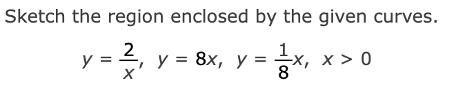 Solved Sketch the region enclosed by the given curves and | Chegg.com