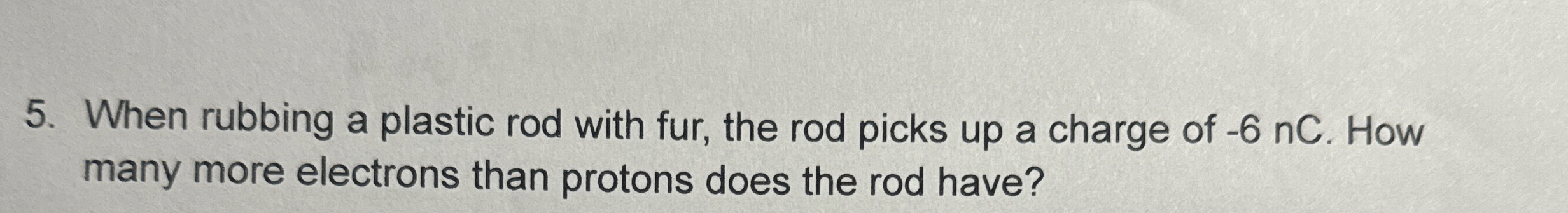 Solved When rubbing a plastic rod with fur, the rod picks up | Chegg.com