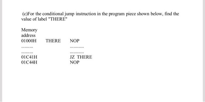 Solved (c)For the conditional jump instruction in the | Chegg.com