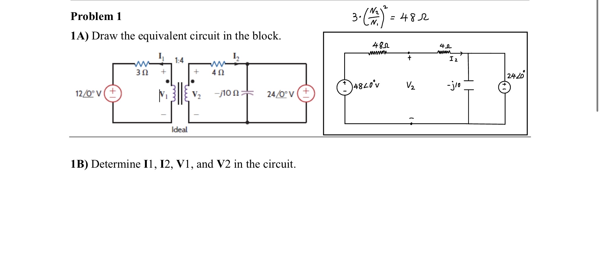 Solved Problem 11A) ﻿Draw the equivalent circuit in the | Chegg.com