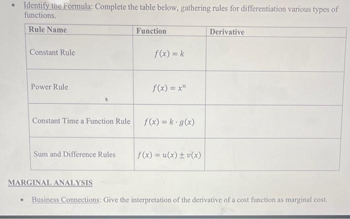 Solved Identify the Formula: Complete the table below, | Chegg.com