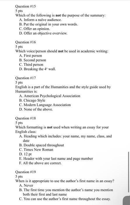 Question \#1 5 pts Cindy is writing a research paper | Chegg.com