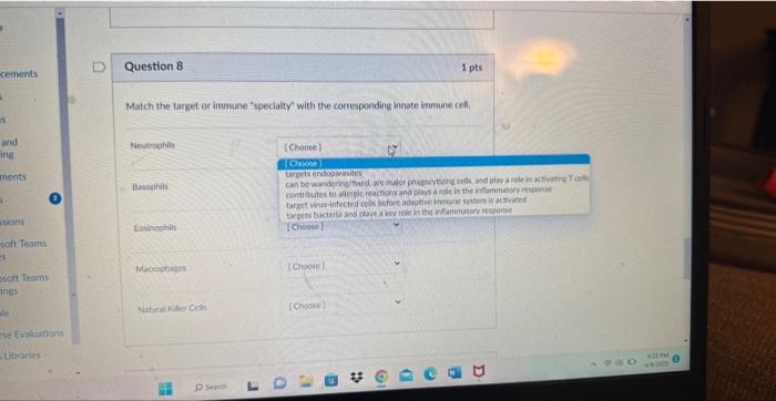Solved Match the target or immane "specialty" with the | Chegg.com