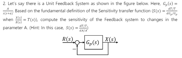 Solved Let's say there is a Unit Feedback System as shown in | Chegg.com