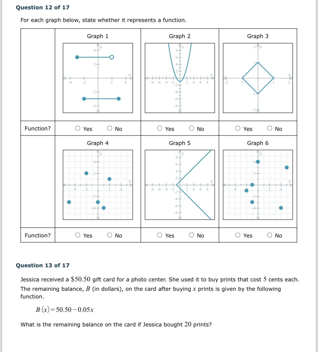 Solved Question 12 ﻿of 17For each graph below, state whether | Chegg.com