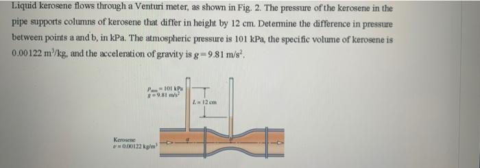 Solved Liquid kerosene flows through a Venturi meter, as | Chegg.com Solved Liquid kerosene flows through a Venturi meter, as | Chegg.com