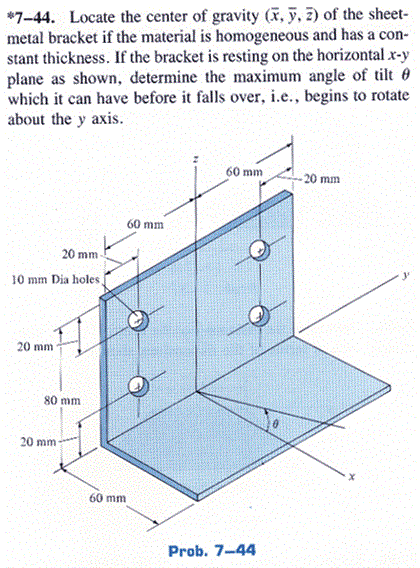 Solved Locate the center of gravity (x, y, z) of the | Chegg.com