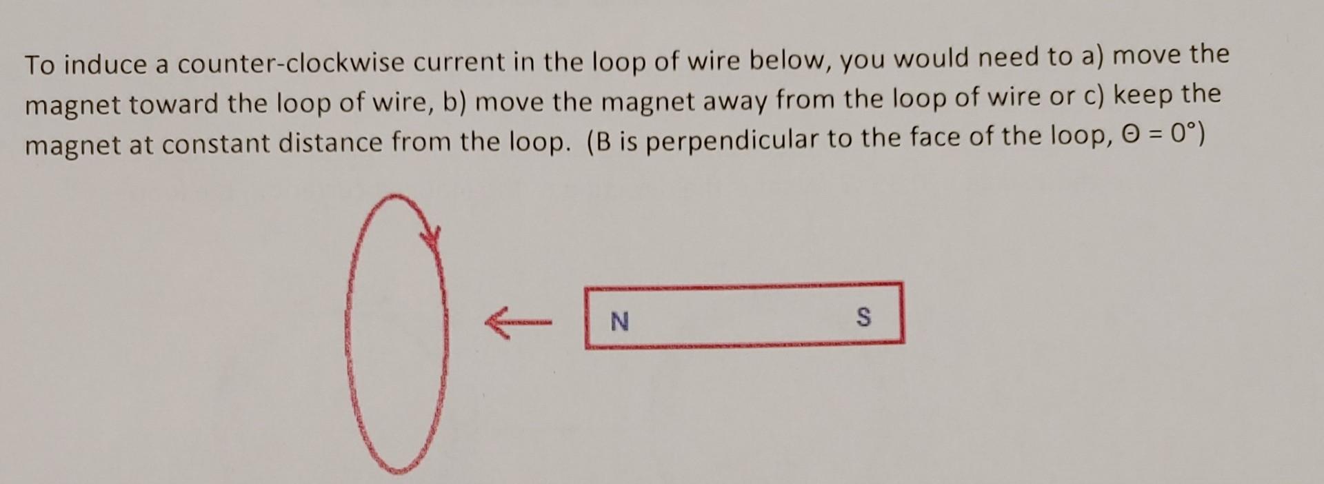 Solved To induce a counter-clockwise current in the loop of | Chegg.com