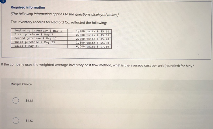 Solved Required information [The following information | Chegg.com