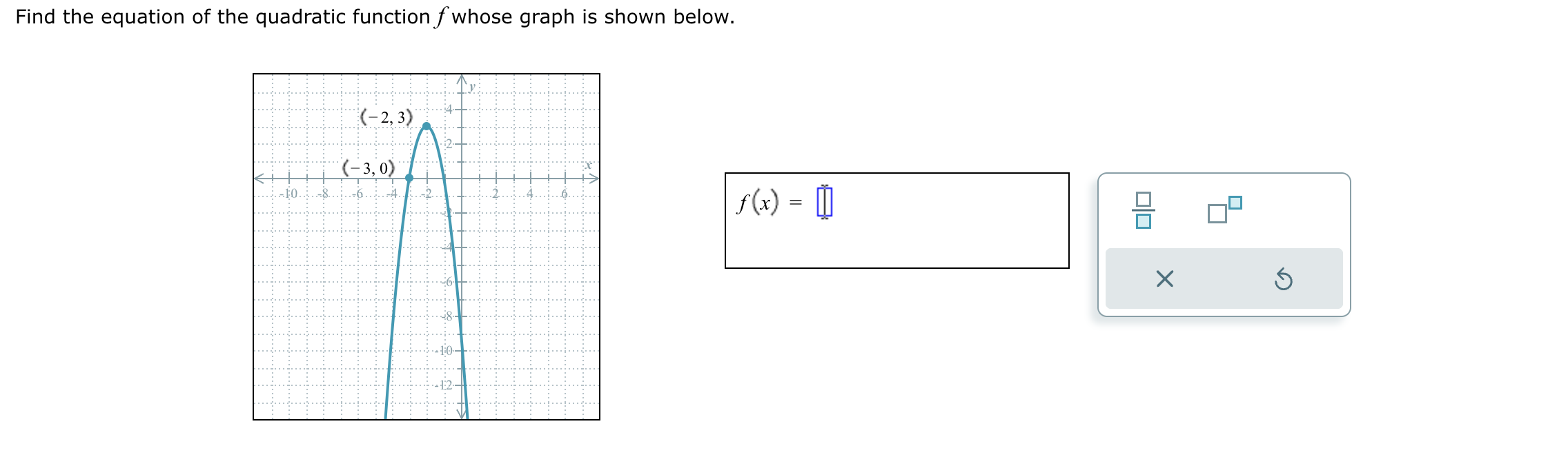 Solved Find the equation of the quadratic function f ﻿whose | Chegg.com