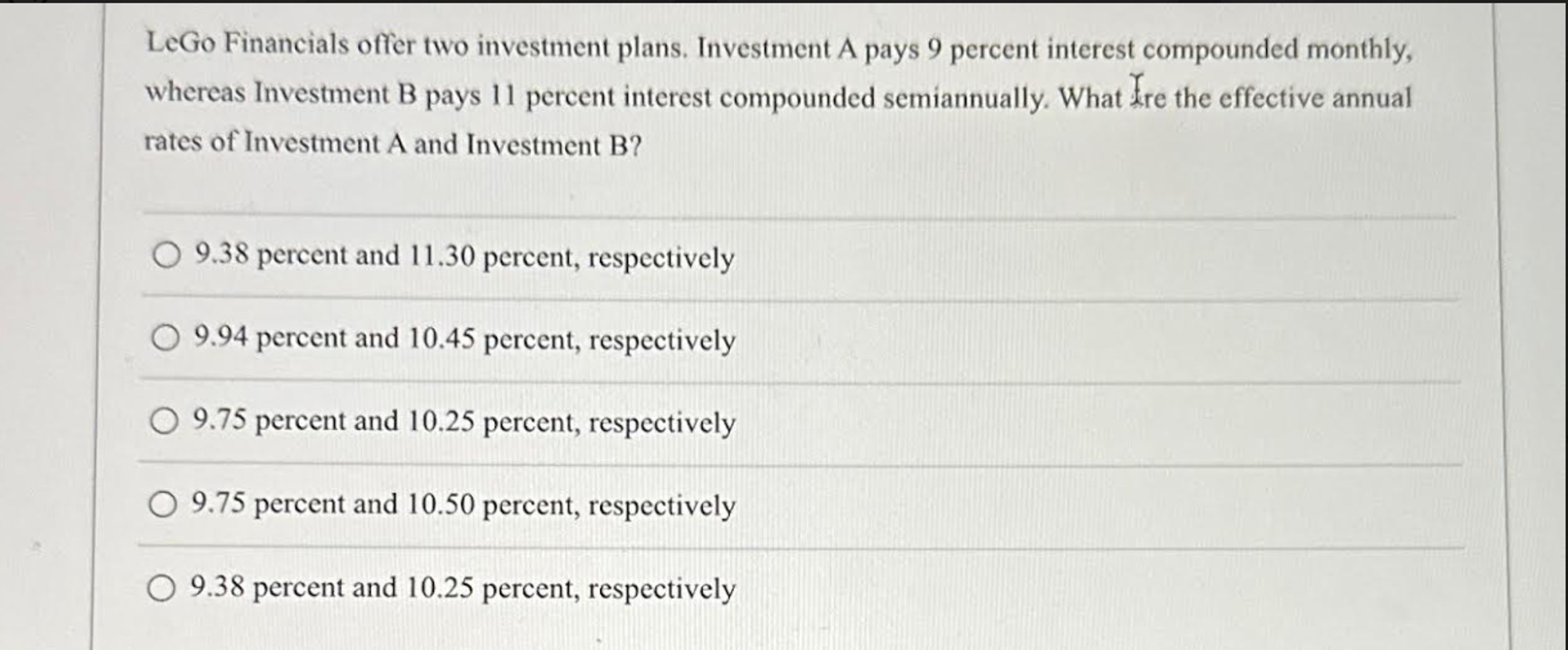 Solved LeGo Financials offer two investment plans. | Chegg.com