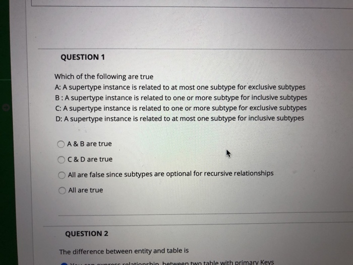 Solved QUESTION 1 Which of the following are true A: A | Chegg.com