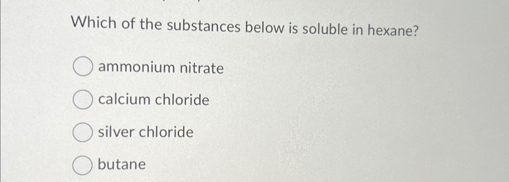 Solved Which of the substances below is soluble in | Chegg.com