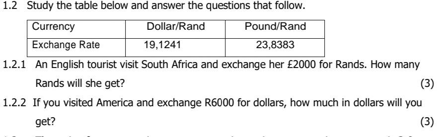 Solved 1.2 Study the table below and answer the questions | Chegg.com