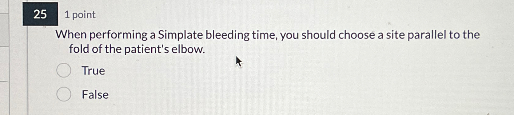 Solved 251 ﻿pointWhen performing a Simplate bleeding time, | Chegg.com