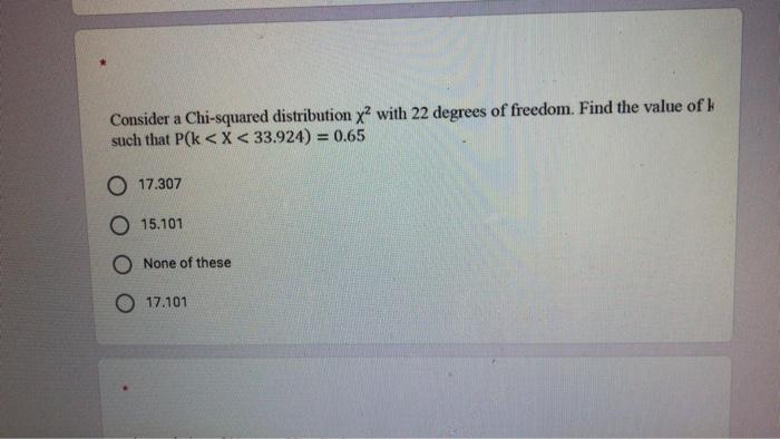 Solved Consider a Chi-squared distribution x with 22 degrees | Chegg.com