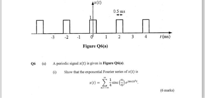Solved Q6 (a) A periodic signal x(t) is given in Figure | Chegg.com