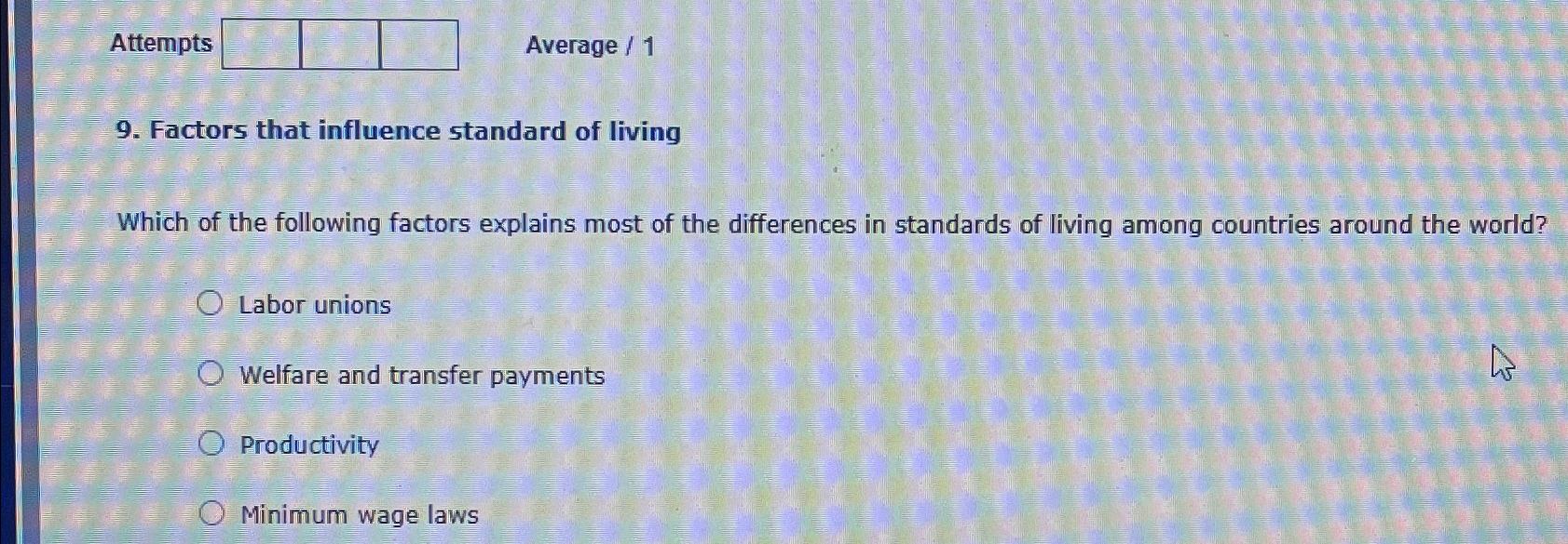 Solved AttemptsAverage / 19. ﻿Factors that influence | Chegg.com