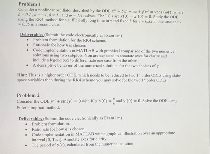 Problem 1 Consider a nonlinear oscillator described | Chegg.com