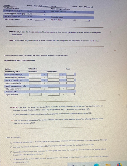 Solved Value Corred/Incorrect Value Comed/Incorrect Ratio | Chegg.com