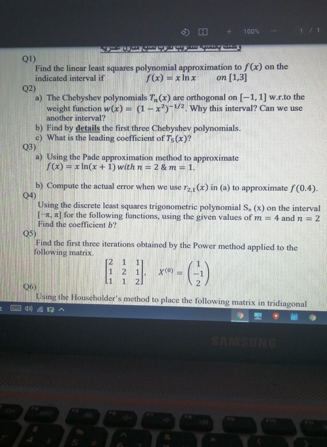 Solved + 100% AL Camelia El Q1) Find the linear least | Chegg.com