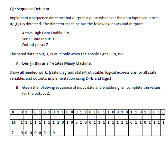 Q1 Sequence Detectorimplement A Sequence Detector