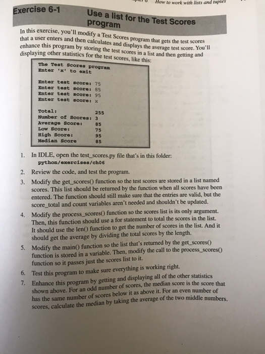 Solved U How to work with lists and fuples Exercise 6-1 Use | Chegg.com