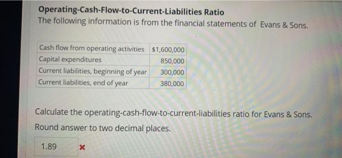 Solved Operating-Cash-Flow-to-Current-Liabilities Ratio The | Chegg.com