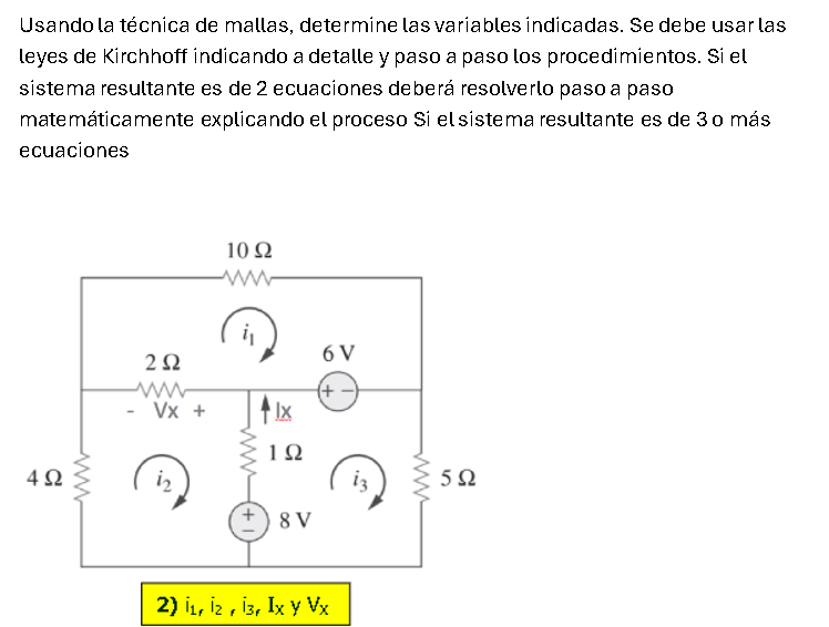 Solved Usando la técnica de mallas, determine las variables | Chegg.com