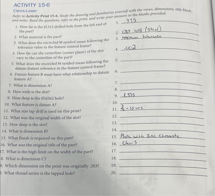 Solved Clevis-Lower Refer to Activity Print 15-6. Sfudy the | Chegg.com
