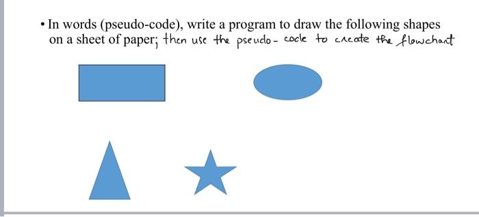 Solved In Words Pseudo Code Write A Program To Draw The 