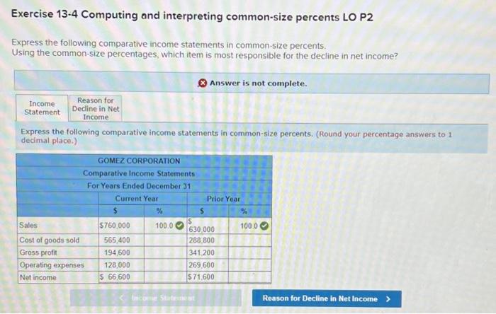 Solved Exercise 13.4 Computing and interpreting common-size | Chegg.com
