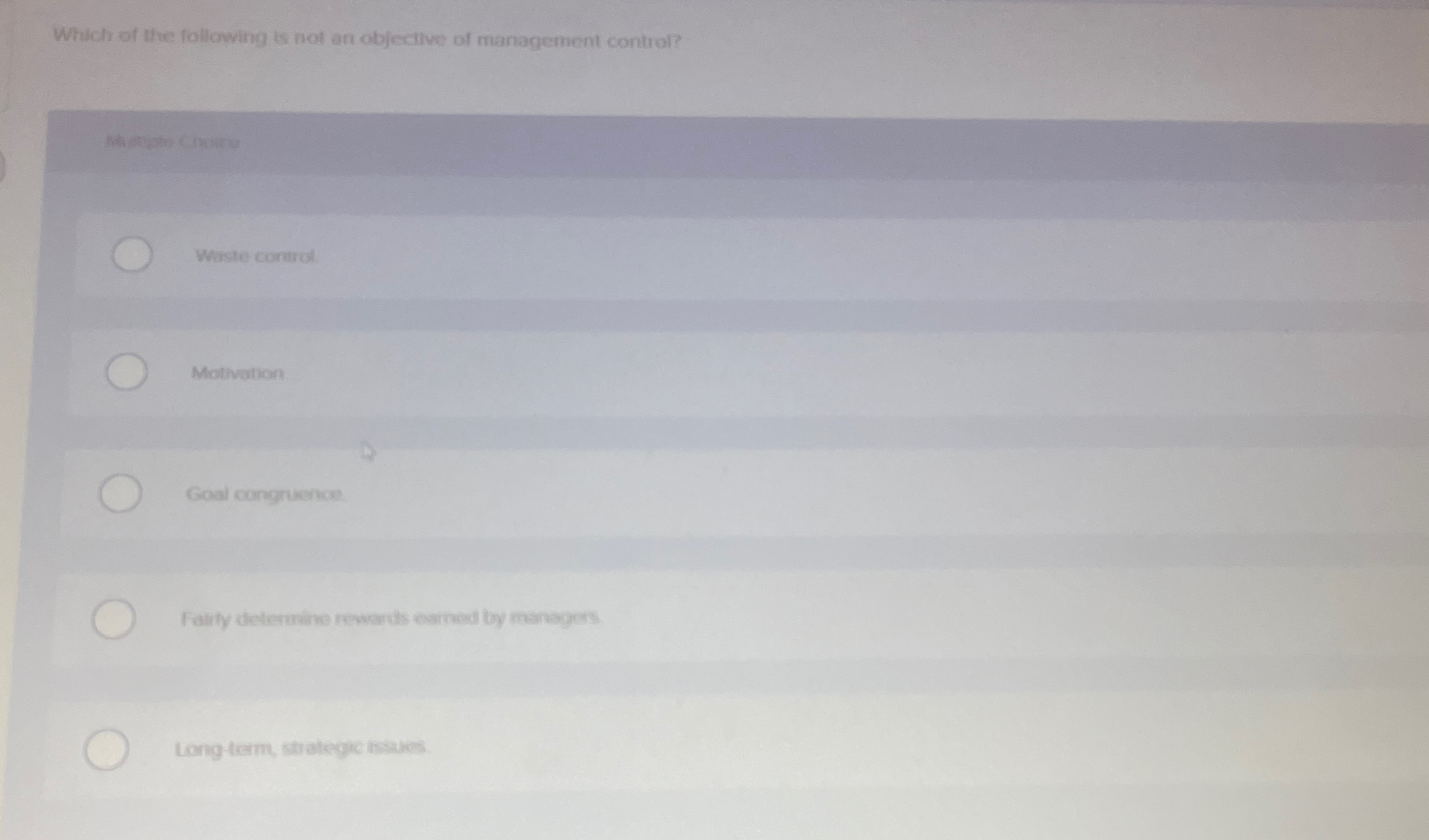 Solved Which of the following is not an objective of | Chegg.com