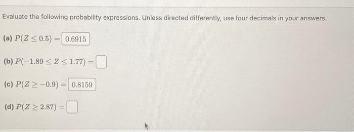 Solved Evaluate the following probability expressions. | Chegg.com
