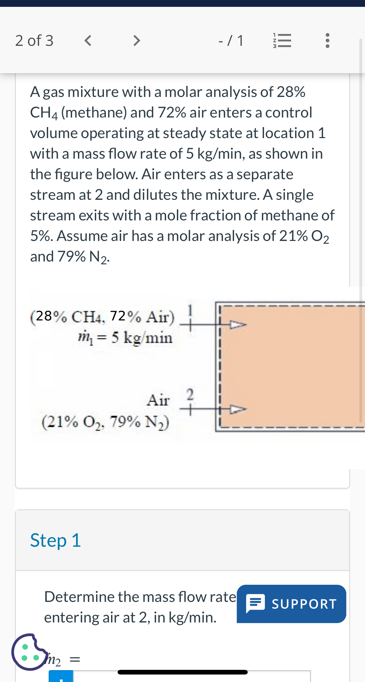 Solved 2 ﻿of 3-1A gas mixture with a molar analysis of | Chegg.com
